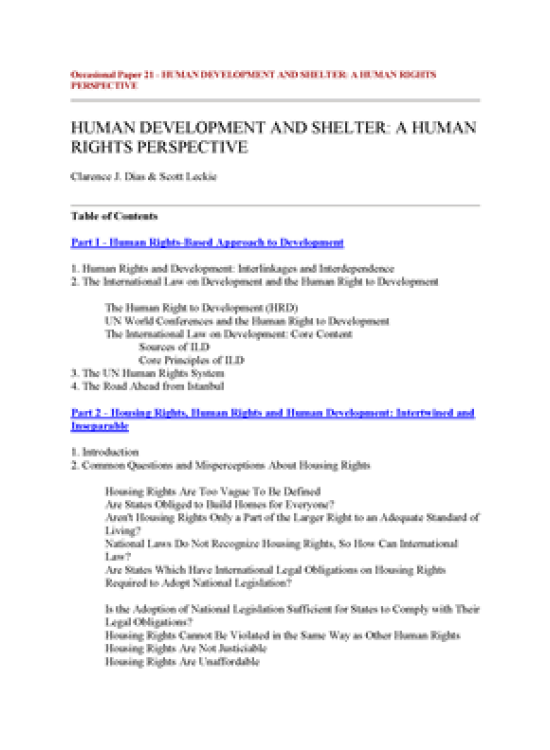 Human Development and Shelter | Human Development Reports