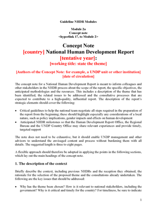 National Human Development Report Concept Note Template | Human ...