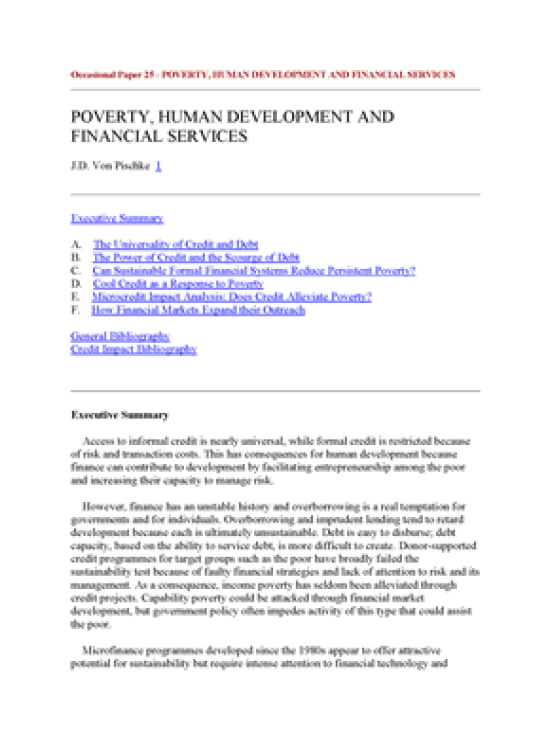 Poverty, Human Development and Financial Services | Human Development ...