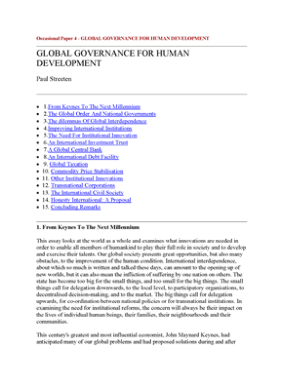 Global Governance for Human Development | Human Development Reports