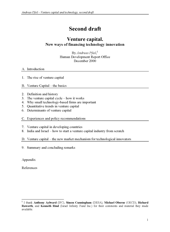 Venture capital | Human Development Reports